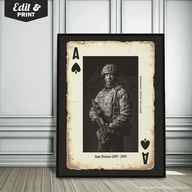 Custom Soldier Wall Art, Ace of Spades Military Poster | Zazzle