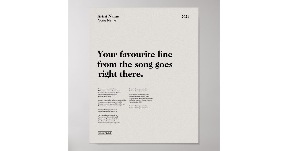 Custom Song Downloadable Print, Your Song Print | Zazzle