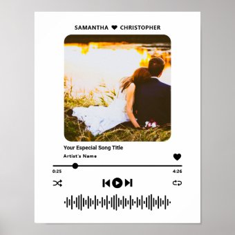 Custom Song Music Player Style Photo Gift For Her Poster | Zazzle