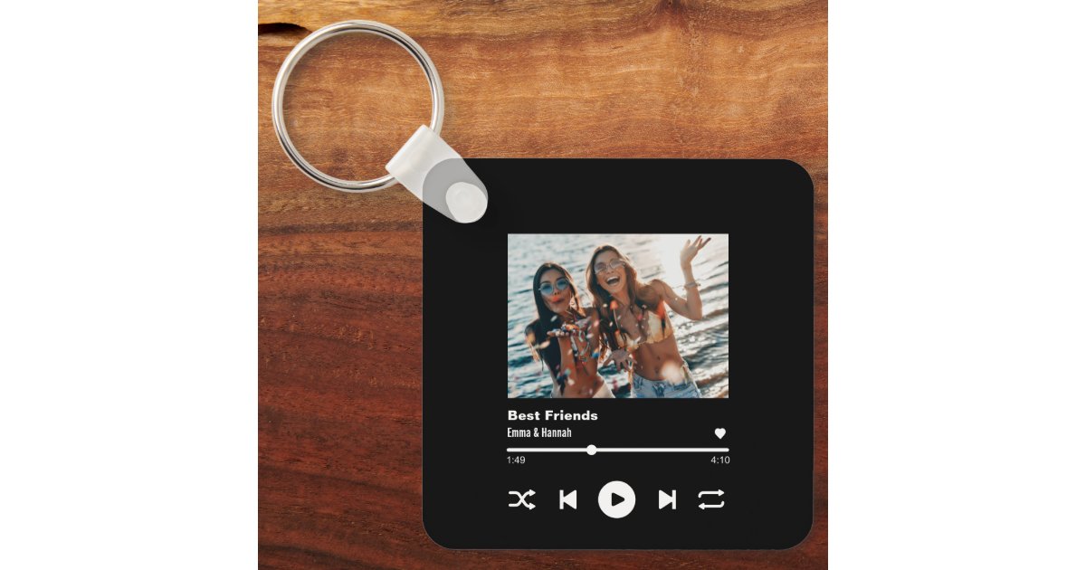 Custom Song QR Code Besties Friendship photo Keychain | Zazzle