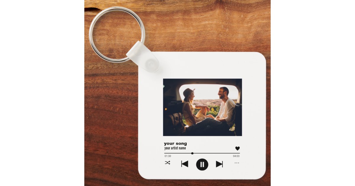 Custom Song QR Code With Picture Personalized Keychain | Zazzle