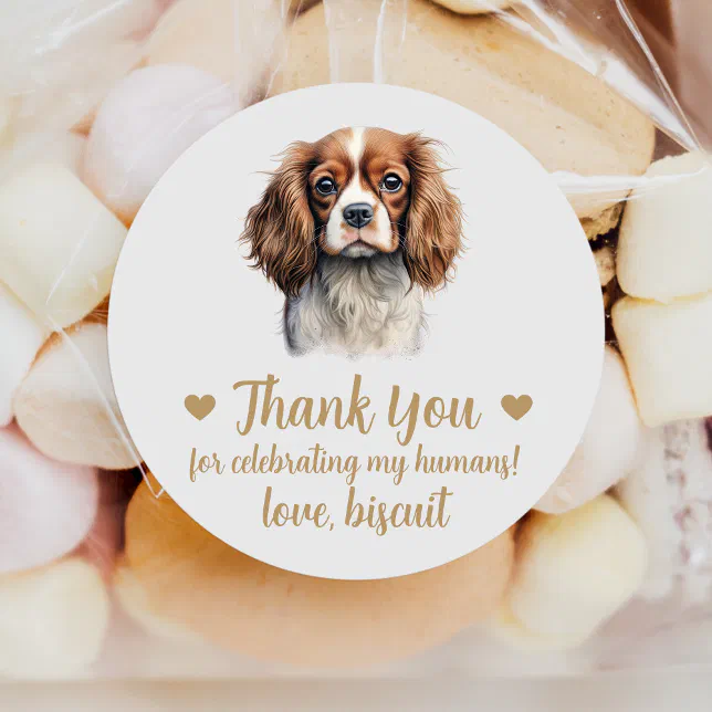 Custom Spaniel Wedding Favor Stickers | Zazzle