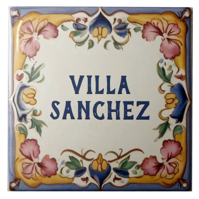 Custom Spanish Design House Name Plate Ceramic Tile | Zazzle