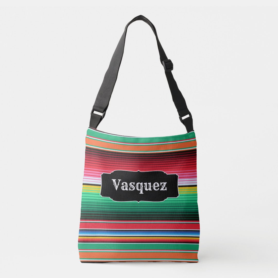 Custom Spanish Serape Mexican Blanket Personalized Crossbody Bag | Zazzle