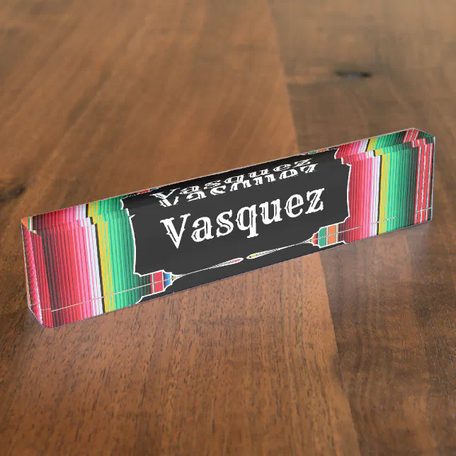 Custom Spanish Serape Mexican Blanket Personalized Desk Name Plate | Zazzle