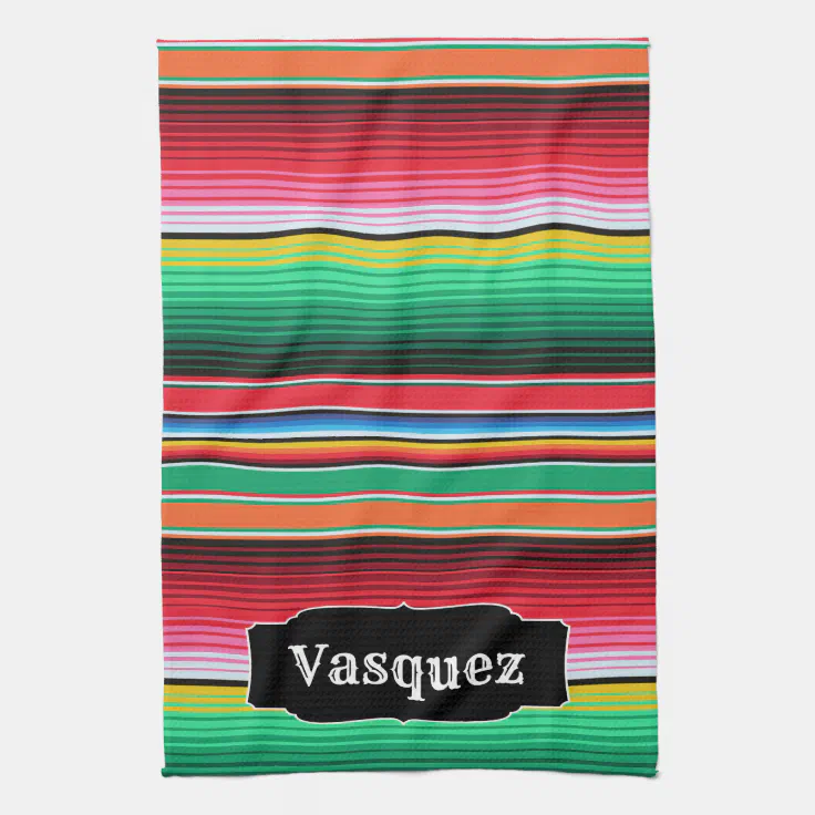 Custom Spanish Serape Mexican Blanket Personalized Kitchen Towel | Zazzle