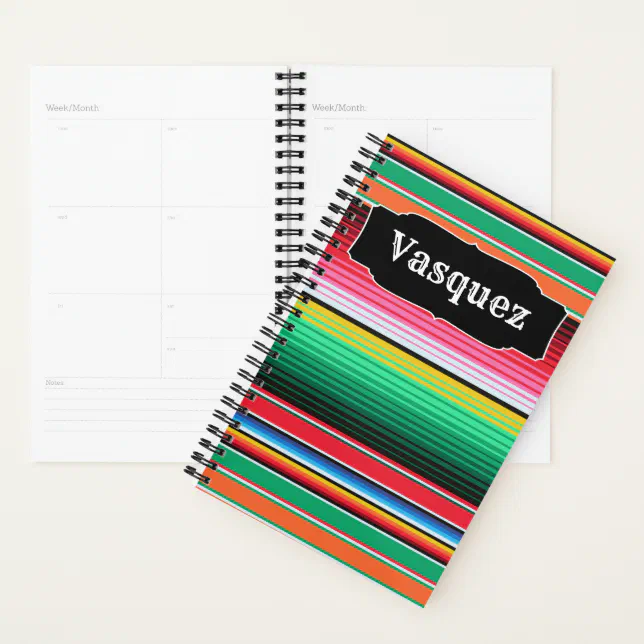 Custom Spanish Serape Mexican Blanket Personalized Planner | Zazzle