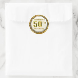 Custom Sparkling Gold 50th Birthday Stickers | Zazzle