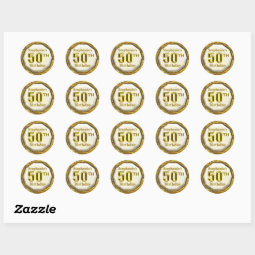 Custom Sparkling Gold 50th Birthday Stickers | Zazzle