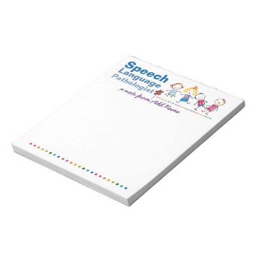 Custom Speech Pathologist's Colorful Kids Note Pad | Zazzle