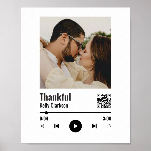 Custom Spotify Couple Photo Music anniversary Poster | Zazzle