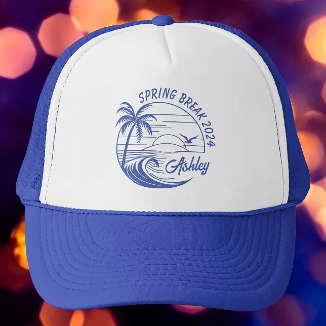 Custom Spring Break Girls Trip Cute Beach Fun Trucker Hat | Zazzle