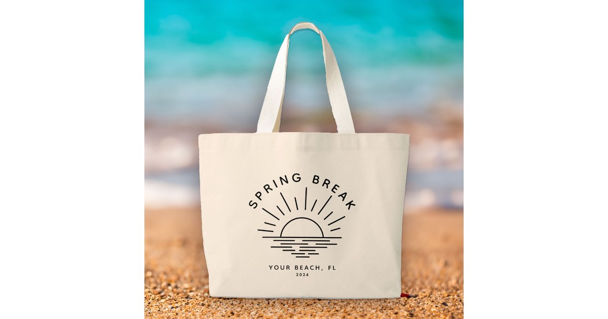 Custom Spring Break Summer Girlfriend Trip Large Tote Bag | Zazzle