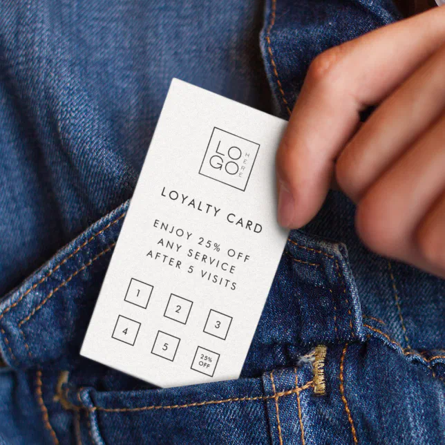 Custom Square Business Logo Minimalist Customer Loyalty Card | Zazzle