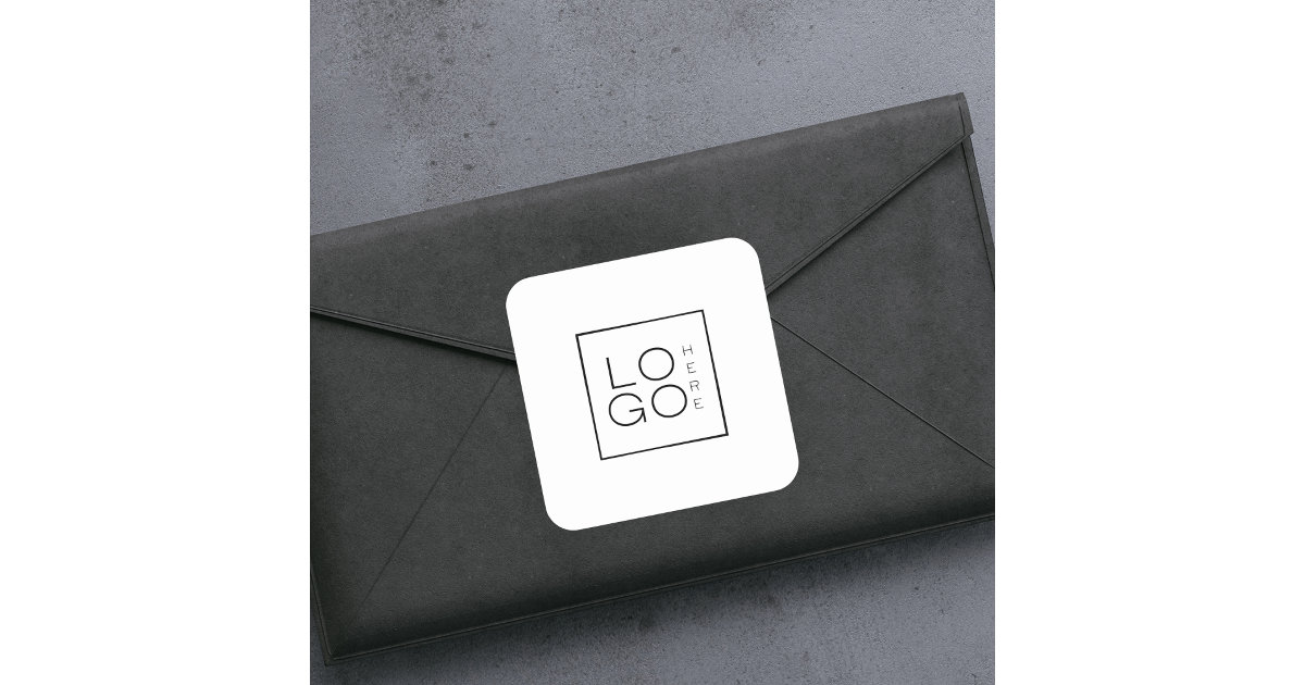 Custom Square Business Logo Minimalist Plain White Square Sticker | Zazzle