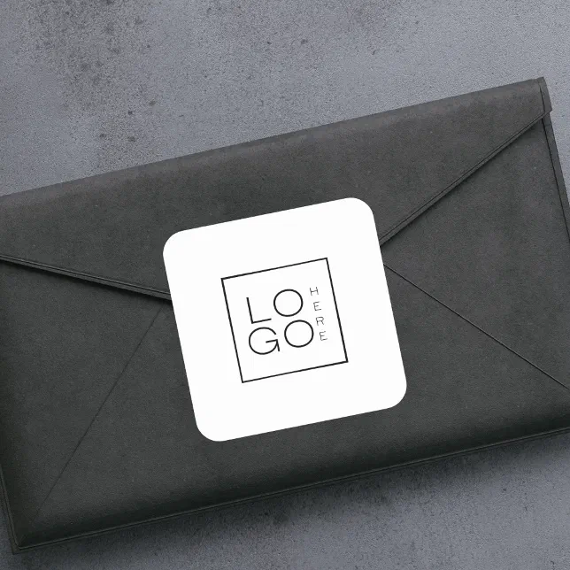 Custom Square Business Logo Minimalist Plain White Square Sticker | Zazzle