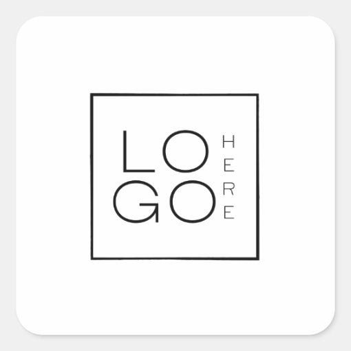 Custom Square Business Logo Minimalist Plain White Square Sticker | Zazzle