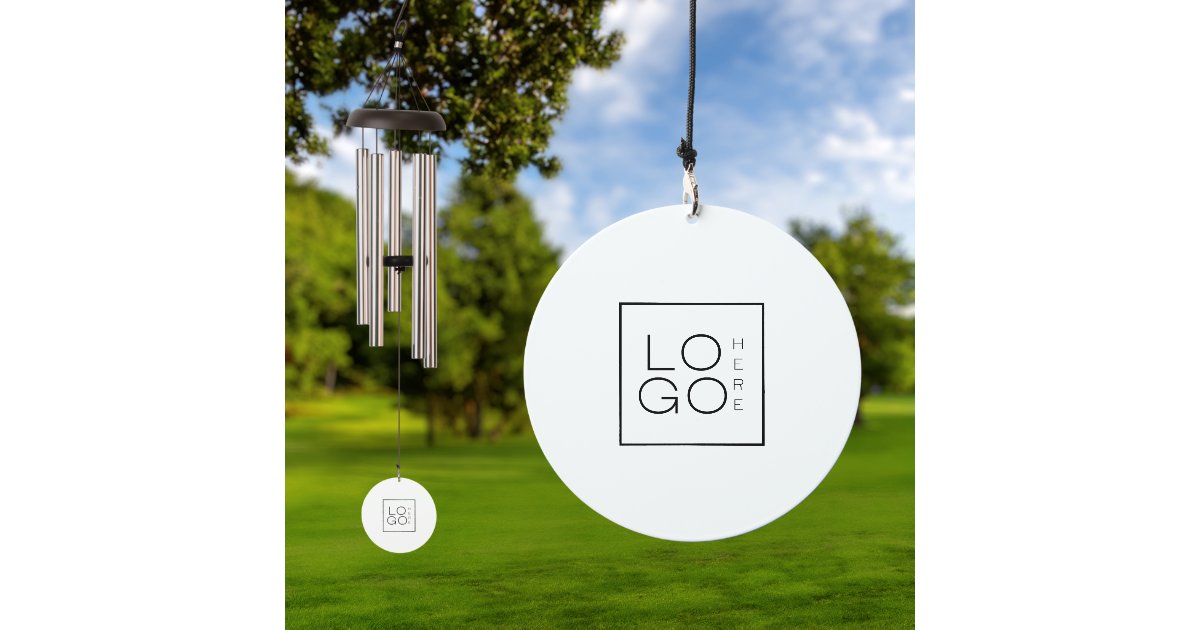 Custom Square Business Logo Minimalist Plain White Wind Chime | Zazzle
