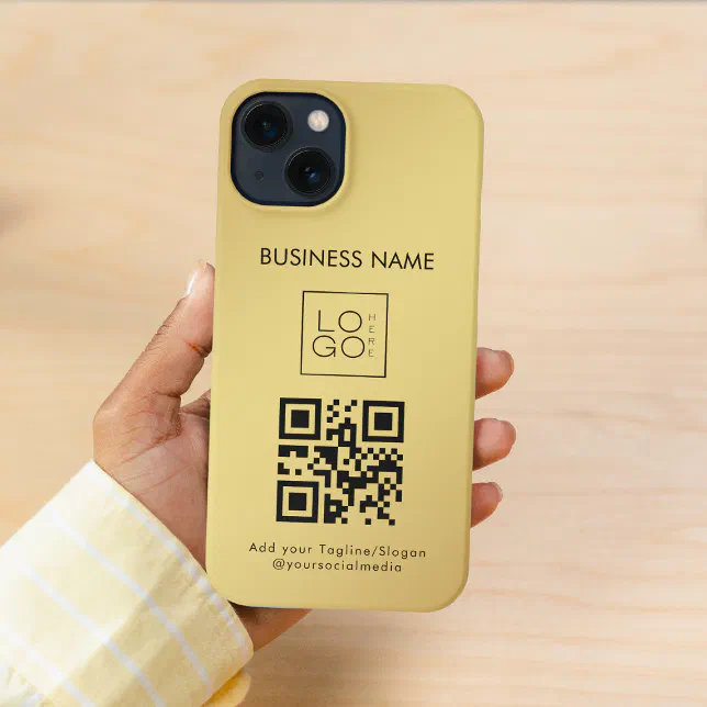 Custom Square Business Logo QR Code Gold Gradient iPhone Case | Zazzle