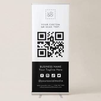Custom Square Business Logo Qr Code Social Media Retractable Banner ...