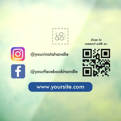 Custom Square Business Logo Social Media QR Code Window Cling | Zazzle