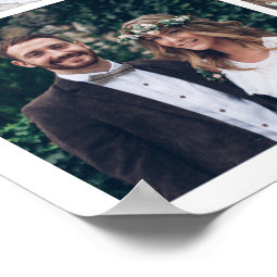 Custom Square Collage 4 Wedding Photo & Text Poster | Zazzle