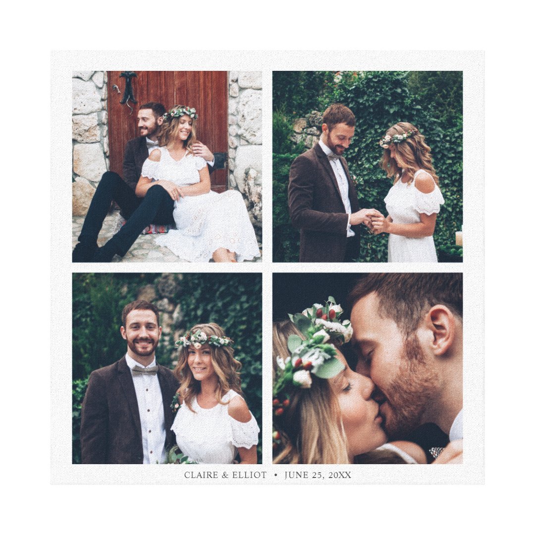 Custom Square Collage Wedding Photo & Text Canvas Print | Zazzle