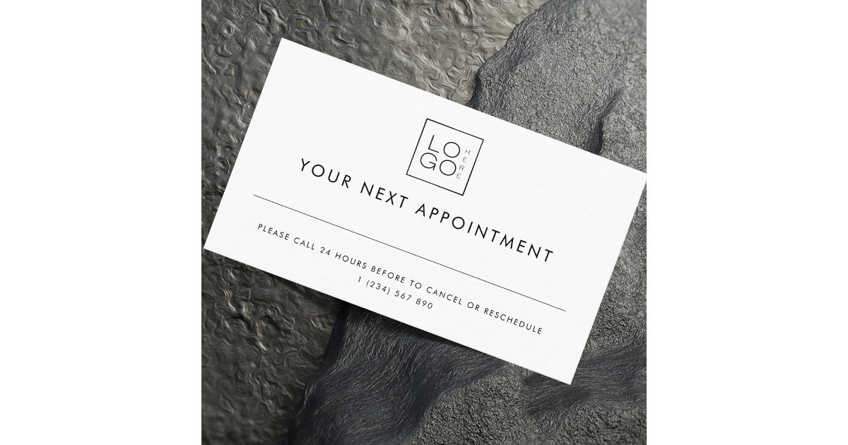 Custom Square Logo Plain Business Appointment Card | Zazzle
