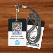 Custom Staff Employee Photo Name Logo Barcode ID Badge | Zazzle