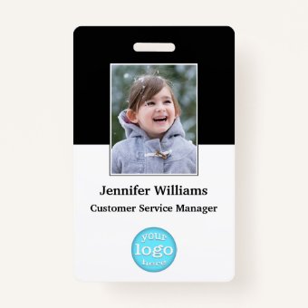 Custom Staff Employee Photo Name Logo Barcode ID Badge | Zazzle