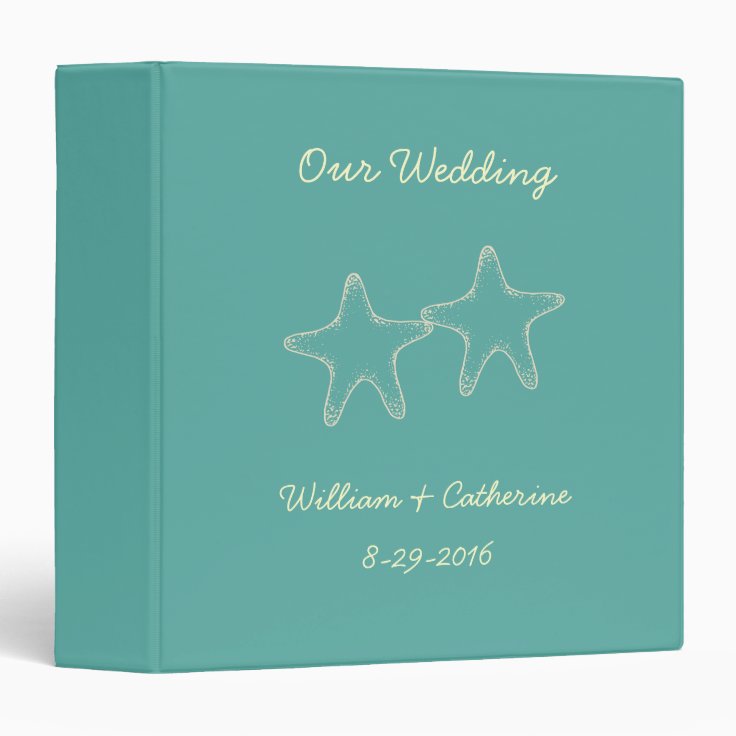 Custom Starfish Beach Wedding Album Binder Gift | Zazzle