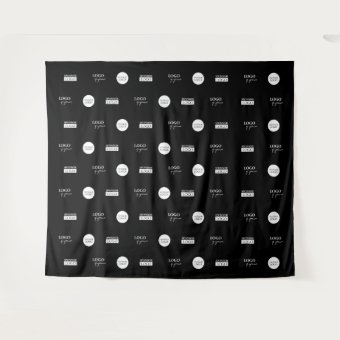 Custom step and repeat 3 Sponsor white logos Tapestry | Zazzle