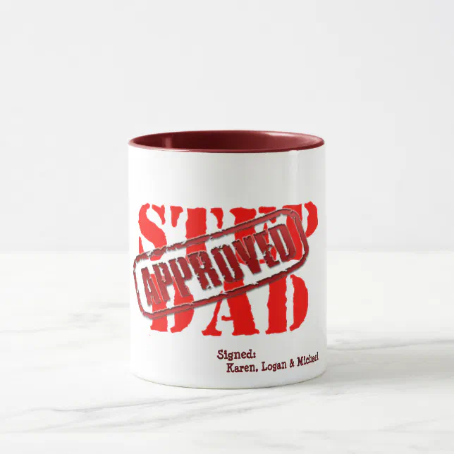 custom step dad approved Personalized gift for dad Mug | Zazzle