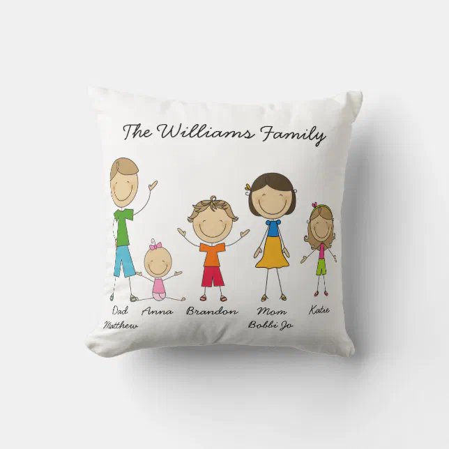 Custom Stick Figure Family Pillow | Zazzle