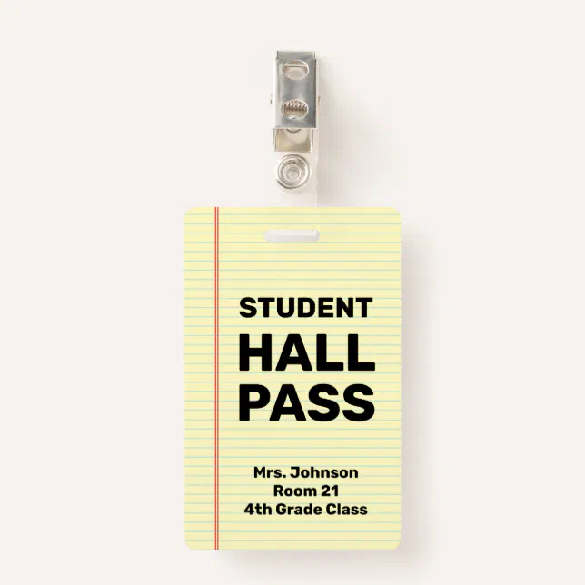 Custom Student Hall Pass Badge | Zazzle