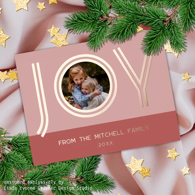 Custom Stylish Blush Pink Minimalist Rose Gold Foil Holiday Postcard ...