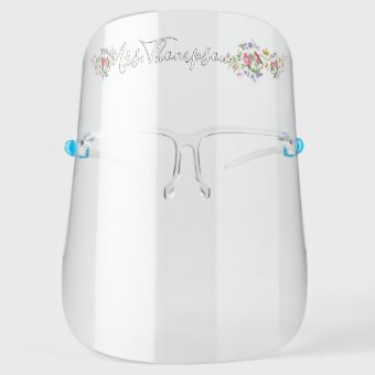 Custom Stylish Elegant Blue Pink Flower Pattern Face Shield | Zazzle
