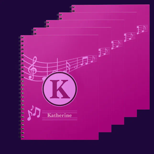 Custom Stylish Name Monogram Letter Music School Notebook | Zazzle