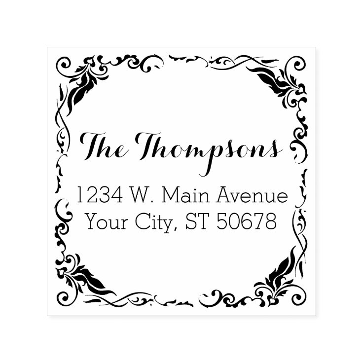 Custom Stylish Ornamental Floral Border Self-inking Stamp | Zazzle