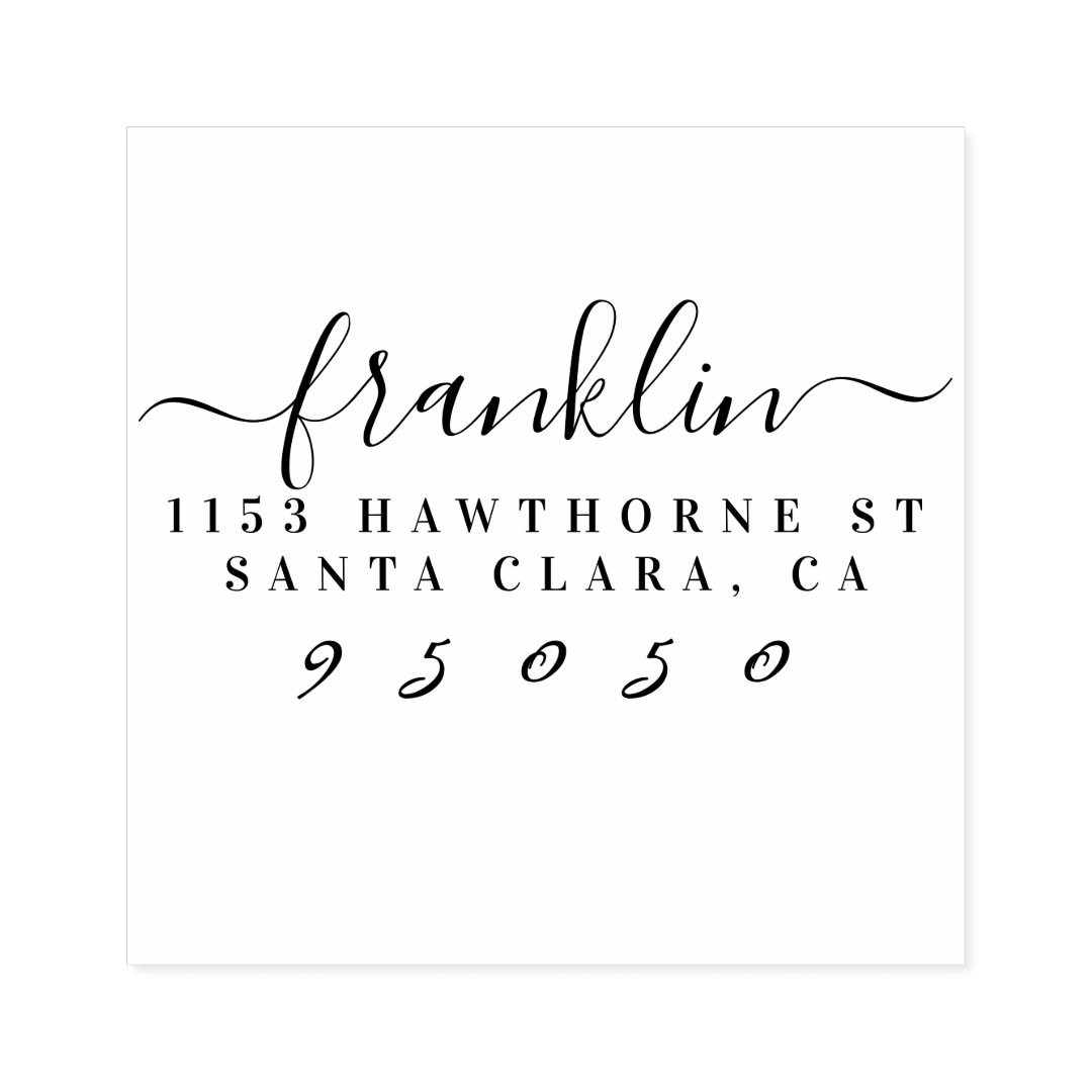Custom Stylish Script Family Name Return Address Rubber Stamp | Zazzle