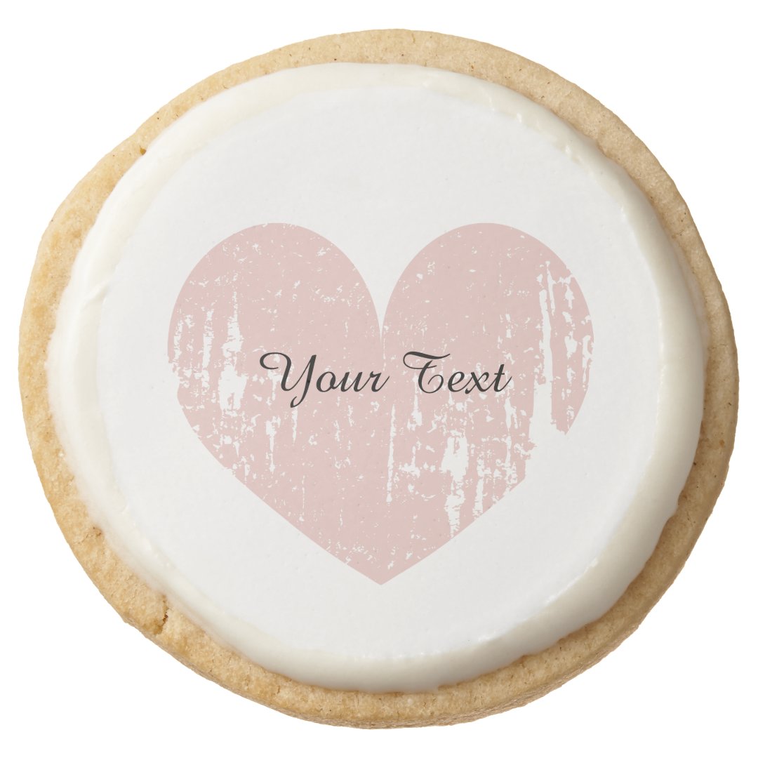 Custom sugar cookies | pink heart and elegant text | Zazzle