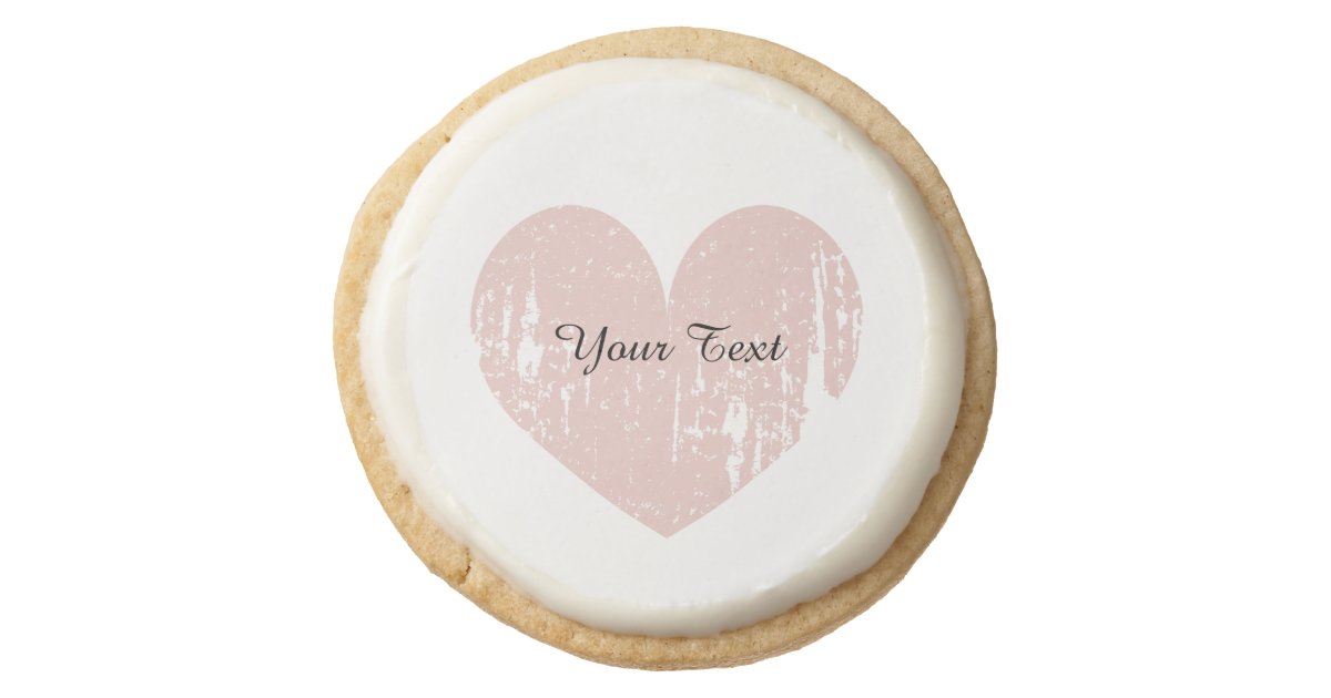 Custom sugar cookies | pink heart and elegant text | Zazzle