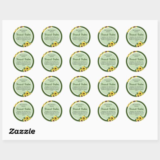 Custom Sunflower Beard Balm Product Label | Zazzle
