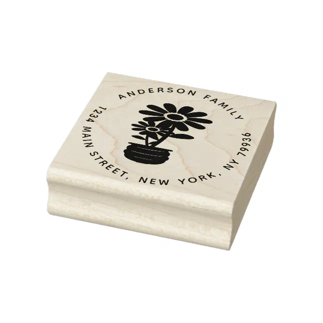 Custom Sunflower, Create Your Own Family Name Rubber Stamp | Zazzle