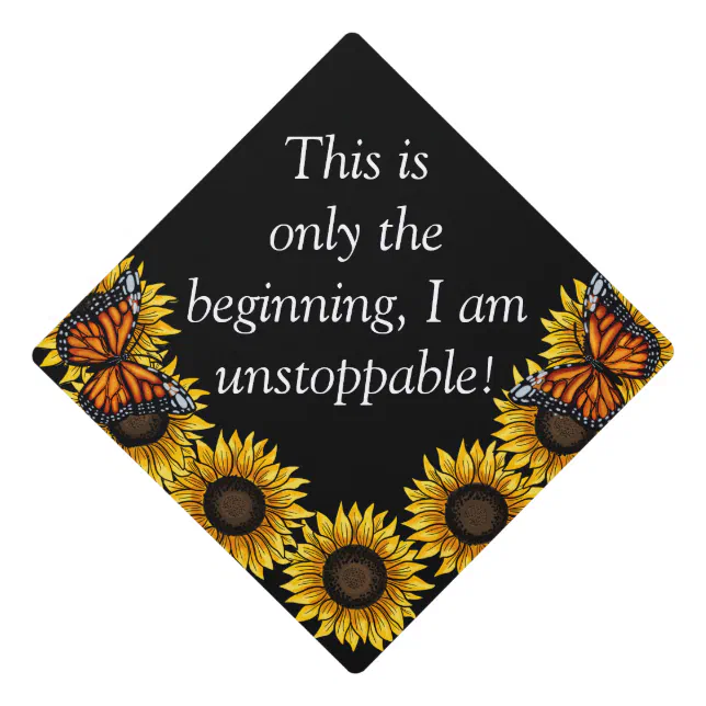 Custom Sunflowers with Butterflies Graduation Cap | Zazzle