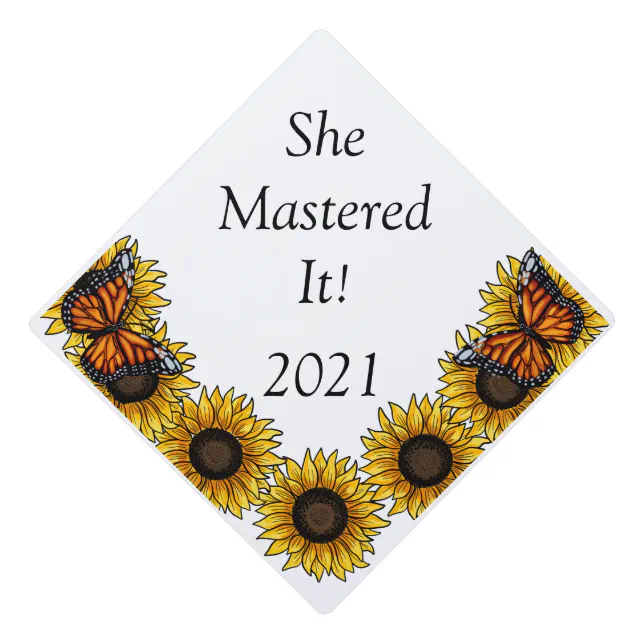 Custom Sunflowers with Butterflies Graduation Cap | Zazzle