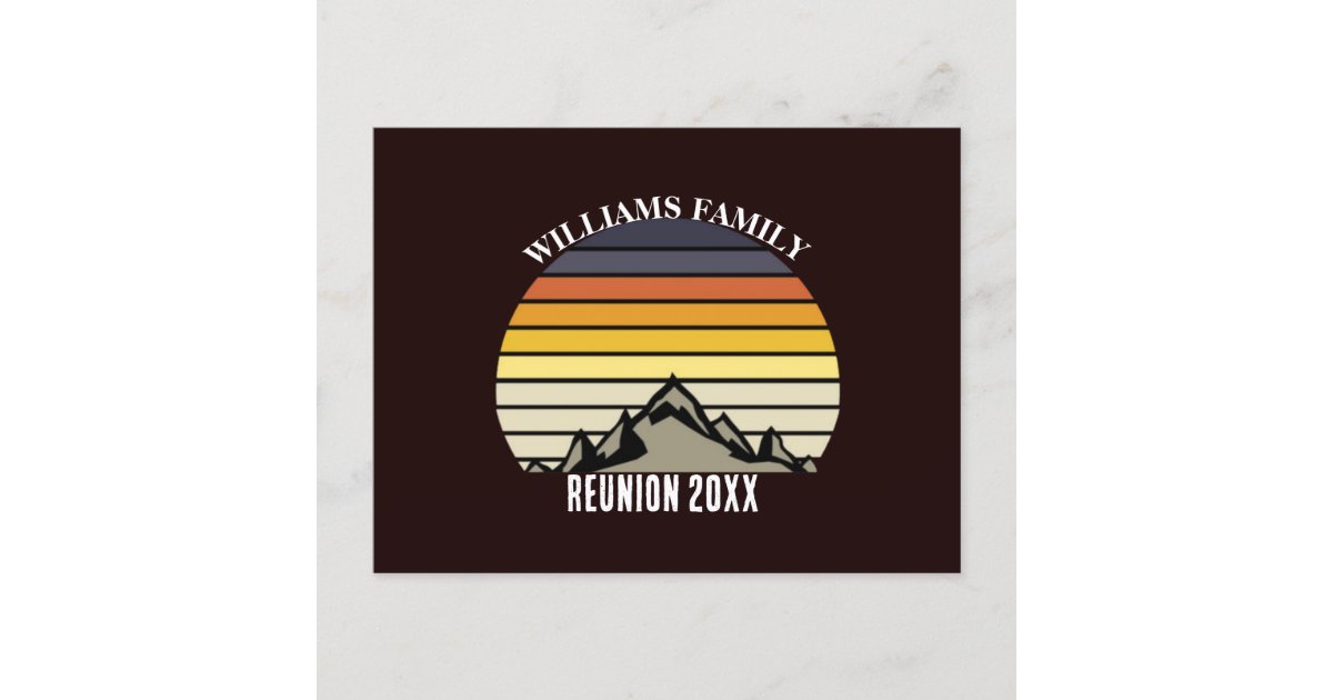 Custom Sunset Mountain Family Reunion Party Postcard | Zazzle