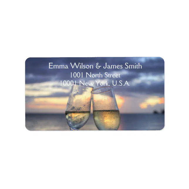 Custom Sunset On The Beach Wedding Address Labels | Zazzle