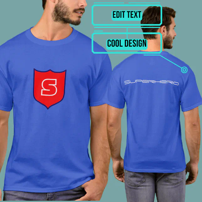 Custom Superhero Changeable Shield Geek Tee | Zazzle