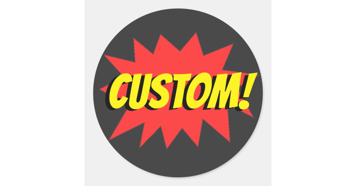 Custom Superhero Exclamation Classic Round Sticker | Zazzle